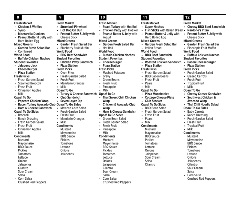 OPAA! Menus for August | Paoli Jr-Sr High School