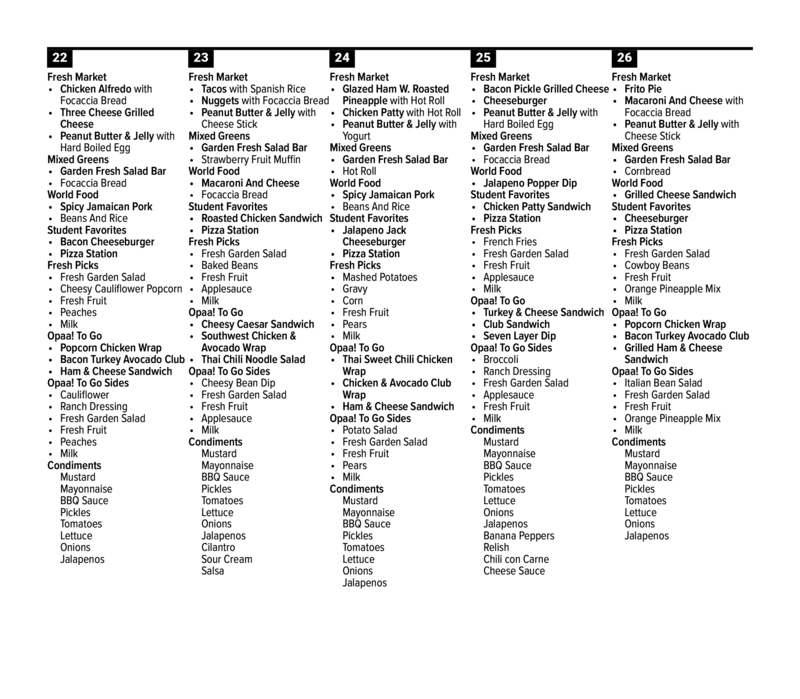 OPAA! Menus for August | Paoli Jr-Sr High School